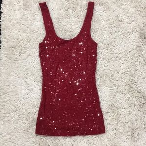 Women's Red Sequin Tank Top Express on Poshmark